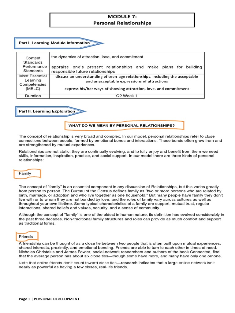 Personal Development Lesson 7 | PDF | Friendship | Loneliness