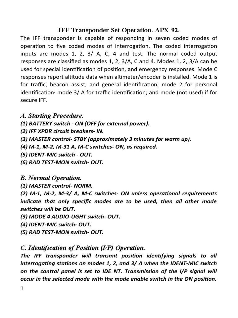 Iff Transponder Apx-92 Manual | PDF
