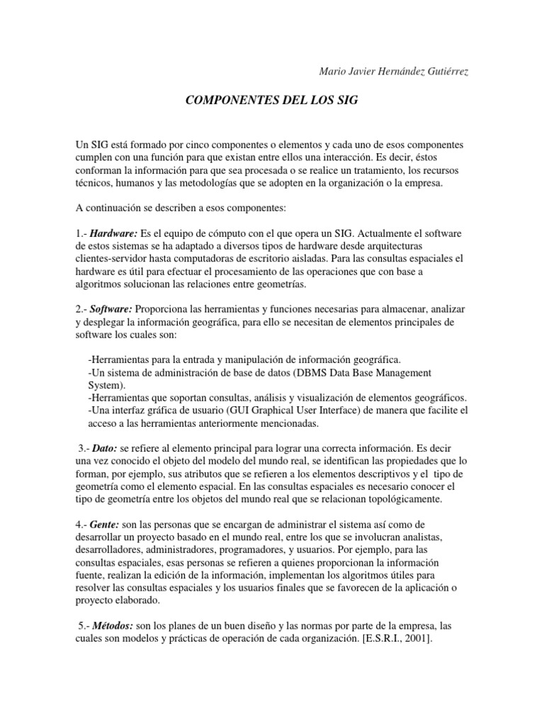 Componentes de Los SIG | PDF | Sistema de información geográfica ...
