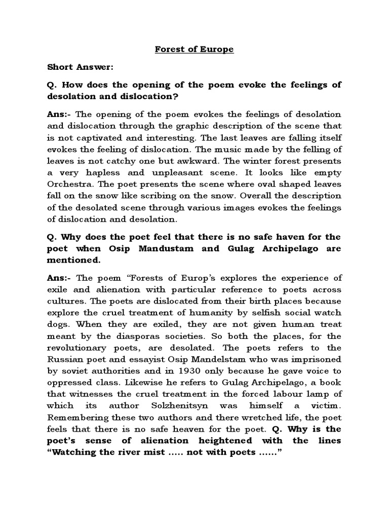 Forest of Europe | PDF | Poetry