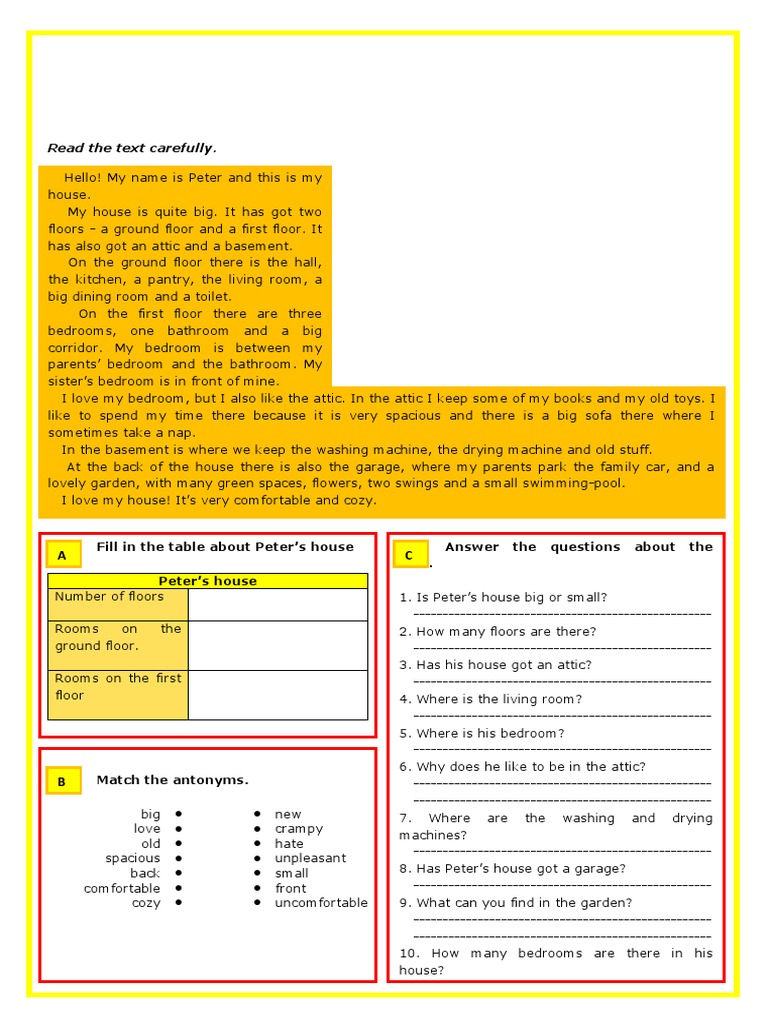 This Is My House Reading Comprehension Exercises - 4833 | PDF | Room ...