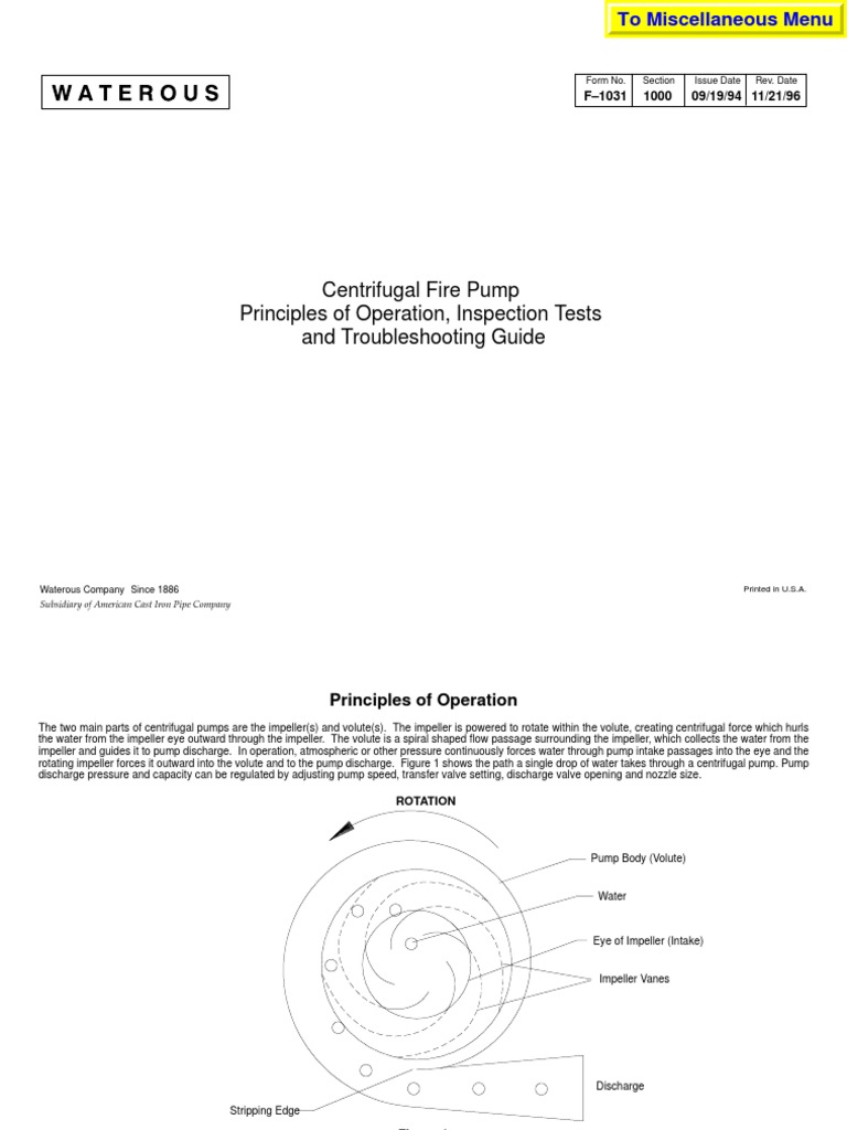 Waterous Centrifugal Fire Pump PDF | PDF | Pump | Valve
