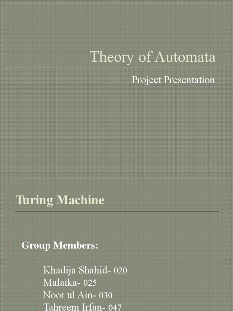 TOA Project Presentation (GROUP 5) | PDF | Models Of Computation ...