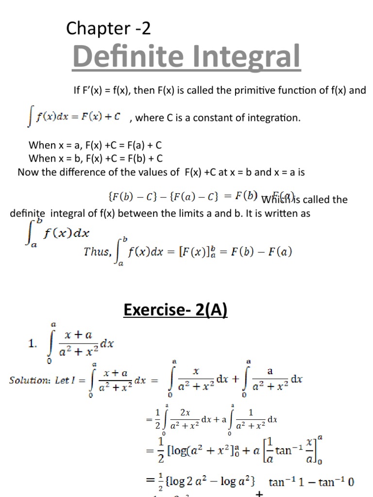 Definite Integral: Chapter - 2 | PDF | Integral | Mathematical Concepts