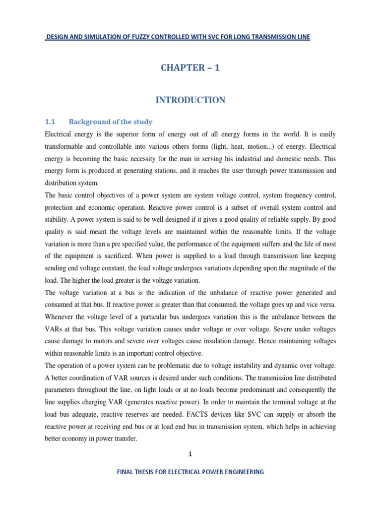 Design and Simulation of Fuzzy Controlled With SVC For Long Transmission Line | PDF | Electric ...