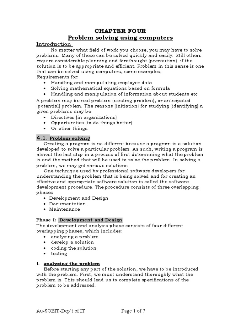 Chapter Four Problem Solving Using Computers | PDF | Programming Paradigms | Computer Programming