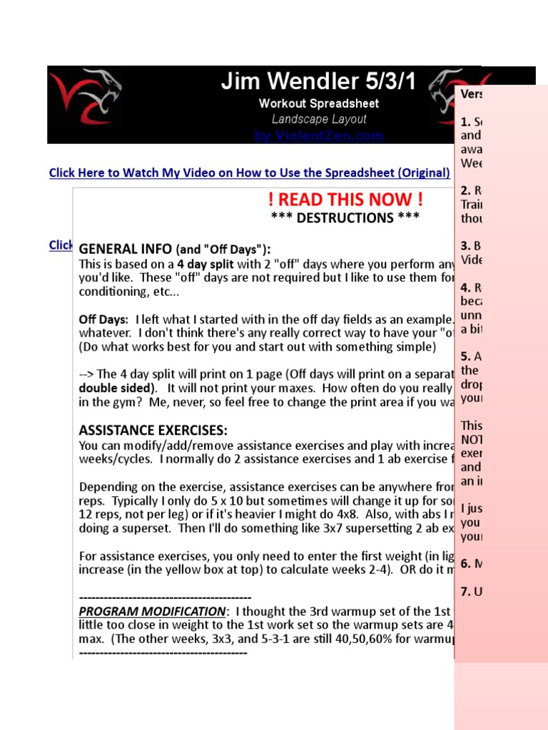 Jim Wendler 5/3/1: ! Read This Now ! | Download Free PDF | Physical ...