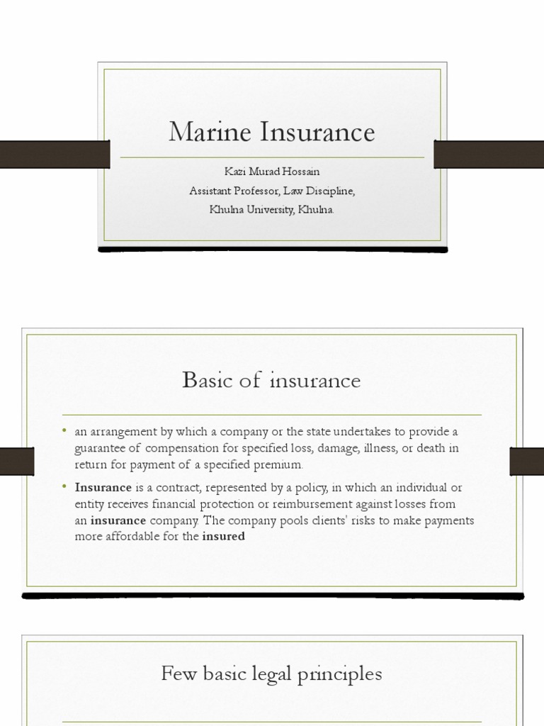 Marine Insurance | PDF | Insurance | Business Law