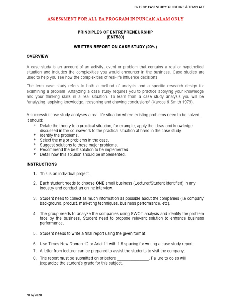 Ent530 - Case Study - Guidelines & Template For Ba Prog Only | PDF ...