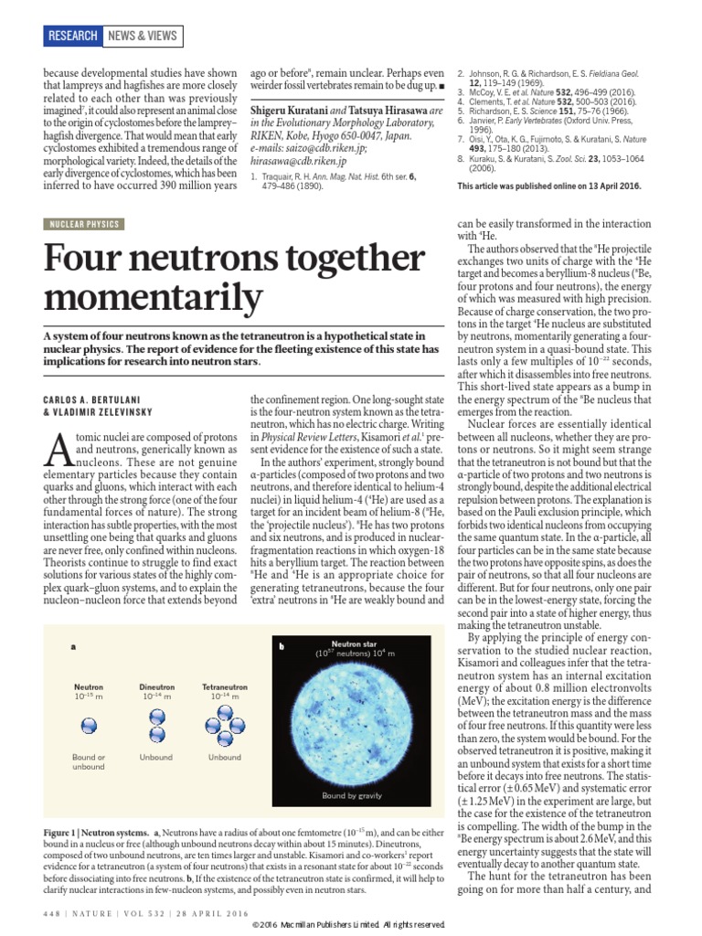 Four Neutrons Together | PDF | Neutron | Proton