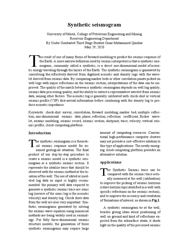 Synthetic Seismogram Insights | PDF | Reflection Seismology | Solid ...
