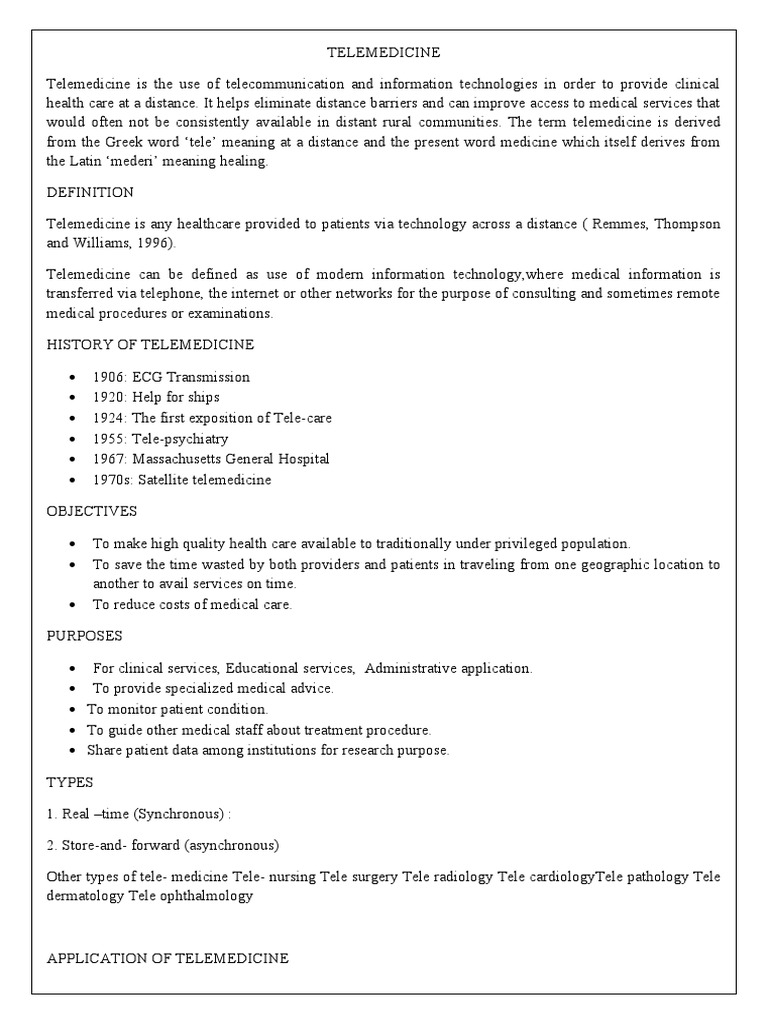 TELEMEDICINE | PDF | Health Care | Hospital