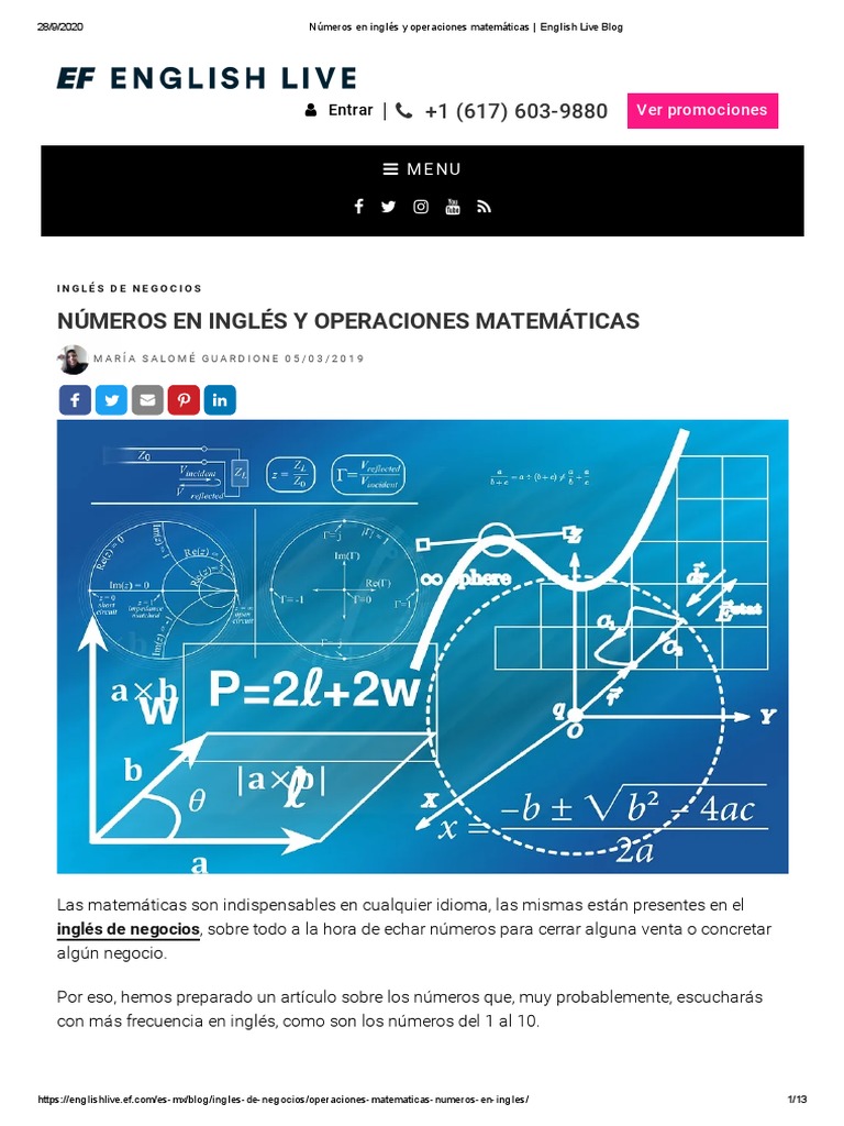 Números en Inglés y Operaciones Matemáticas | PDF | Idioma en Inglés ...