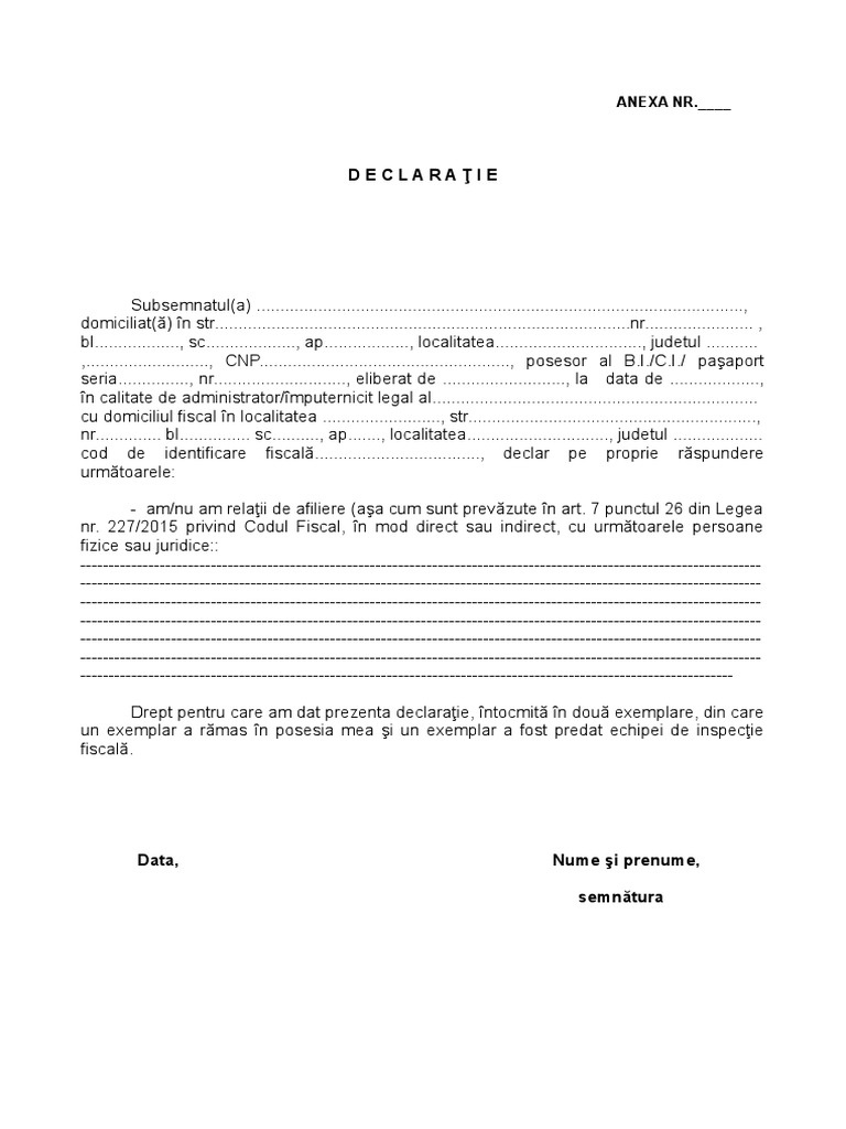 Declaratie Afiliere | PDF