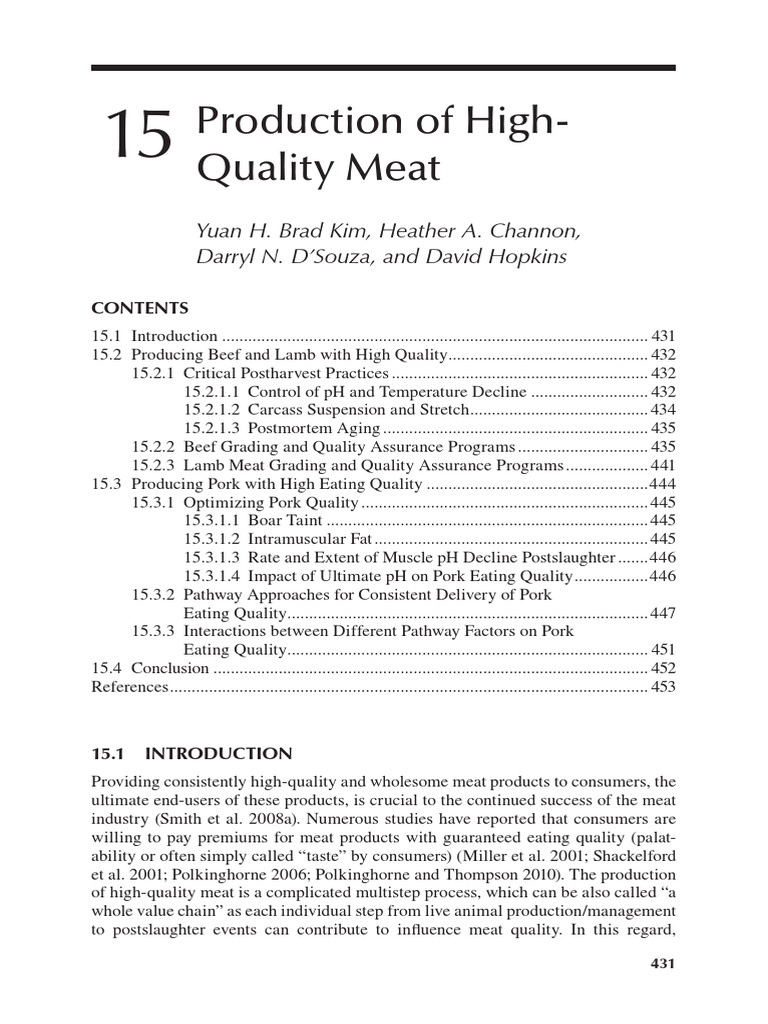 Production of High Quality Meat | PDF | Animal Products | Meat