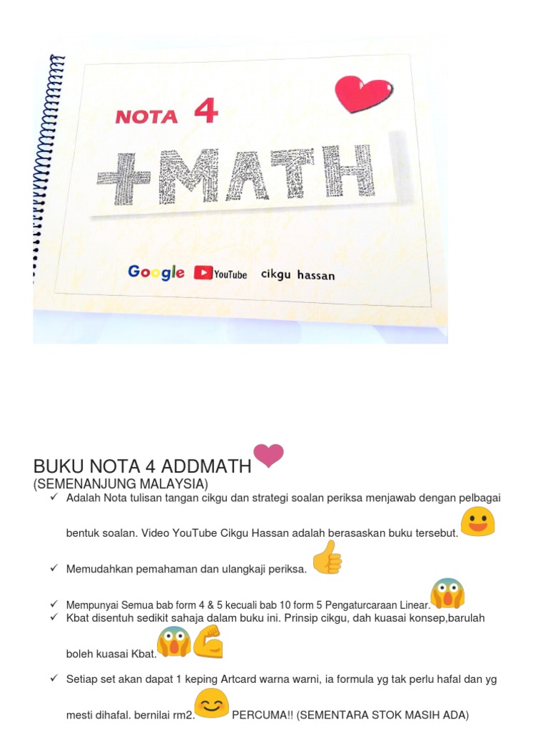BUKU NOTA 4 ADDMATH (Semenanjung) .. | PDF