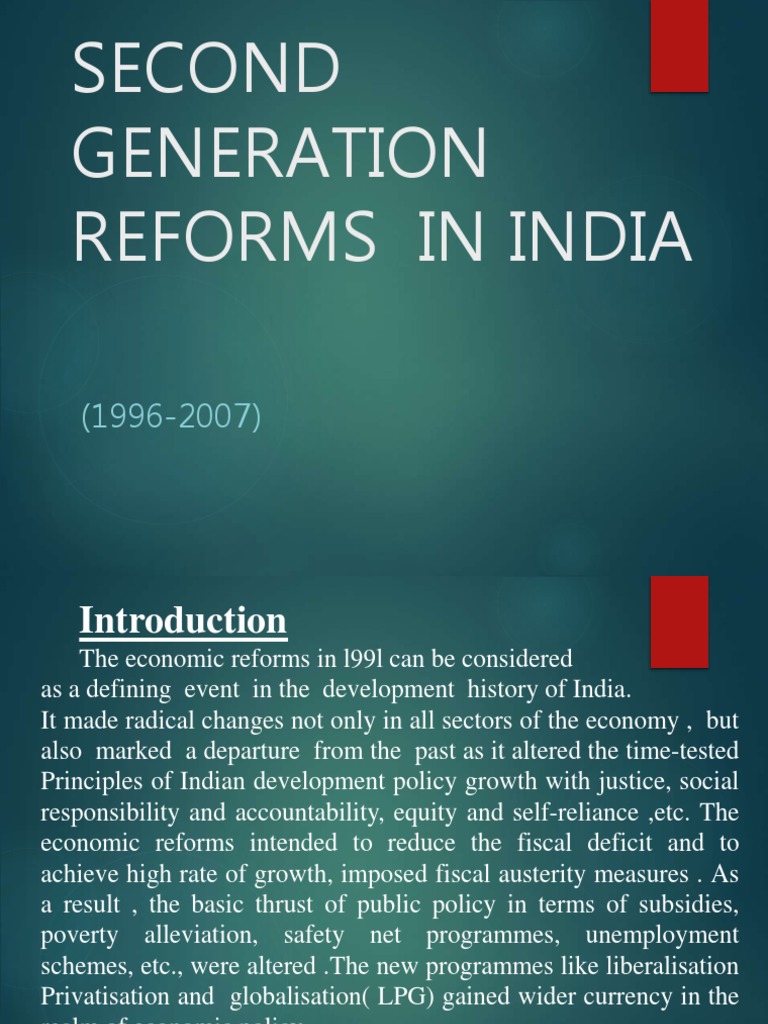 Second Generation Reforms India | PDF | Government Budget Balance | Economic Growth