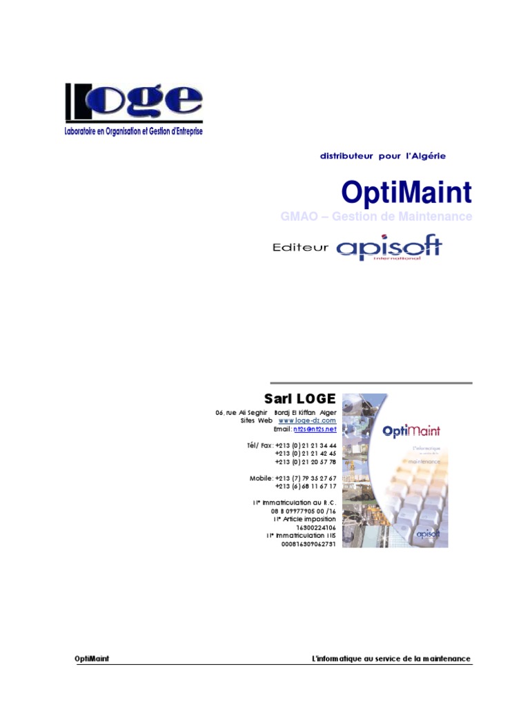 OptiMaint : Solution GMAO Multi-Sites | PDF | Microsoft Access | Bases ...