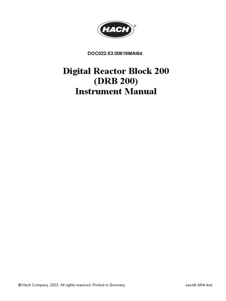 1-13#-DRB200 Digital Reactor Block 200 Instrument Manual PDF | PDF ...