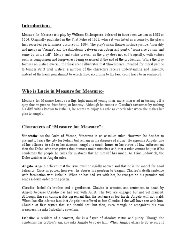 Measure For Measure | PDF