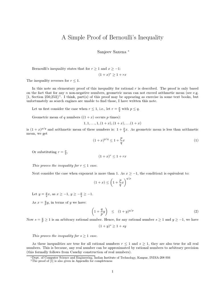 Bernoulli Proof | PDF | Real Number | Mean