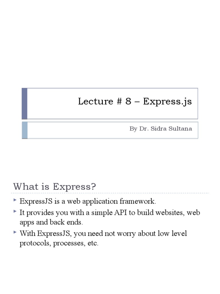 Lecture # 8 - Express - .Js | PDF | Hypertext Transfer Protocol | Web Application