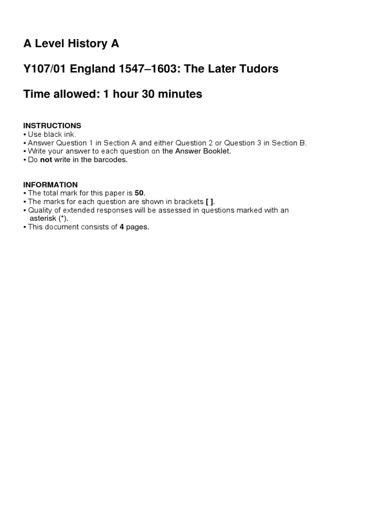 A Level History Later Tudors Paper Summer 2020 | PDF | Book Of Common ...