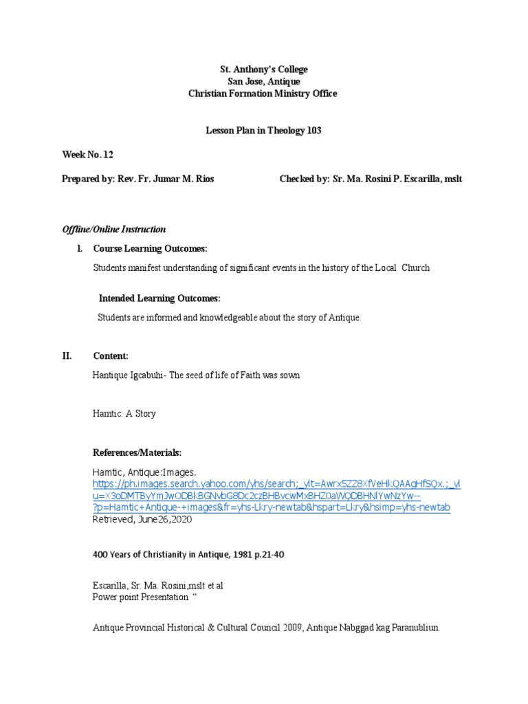 Lesson Plan (Week 12-13) | PDF