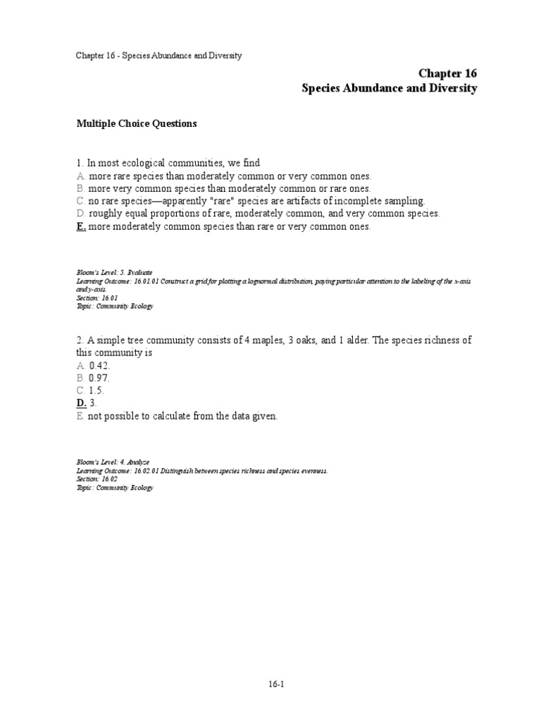 Multiple Choice Questions: A. B. C. D | PDF | Disturbance (Ecology) | Soil