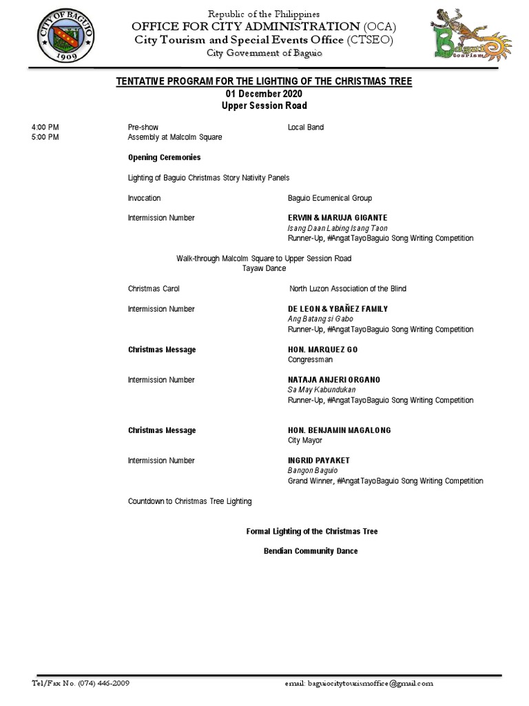 Christmas Tree Lighting Program 2020 | PDF | Christmas