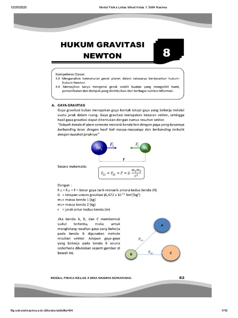 Modul Fisika Hukum Gravitasi Newton | PDF