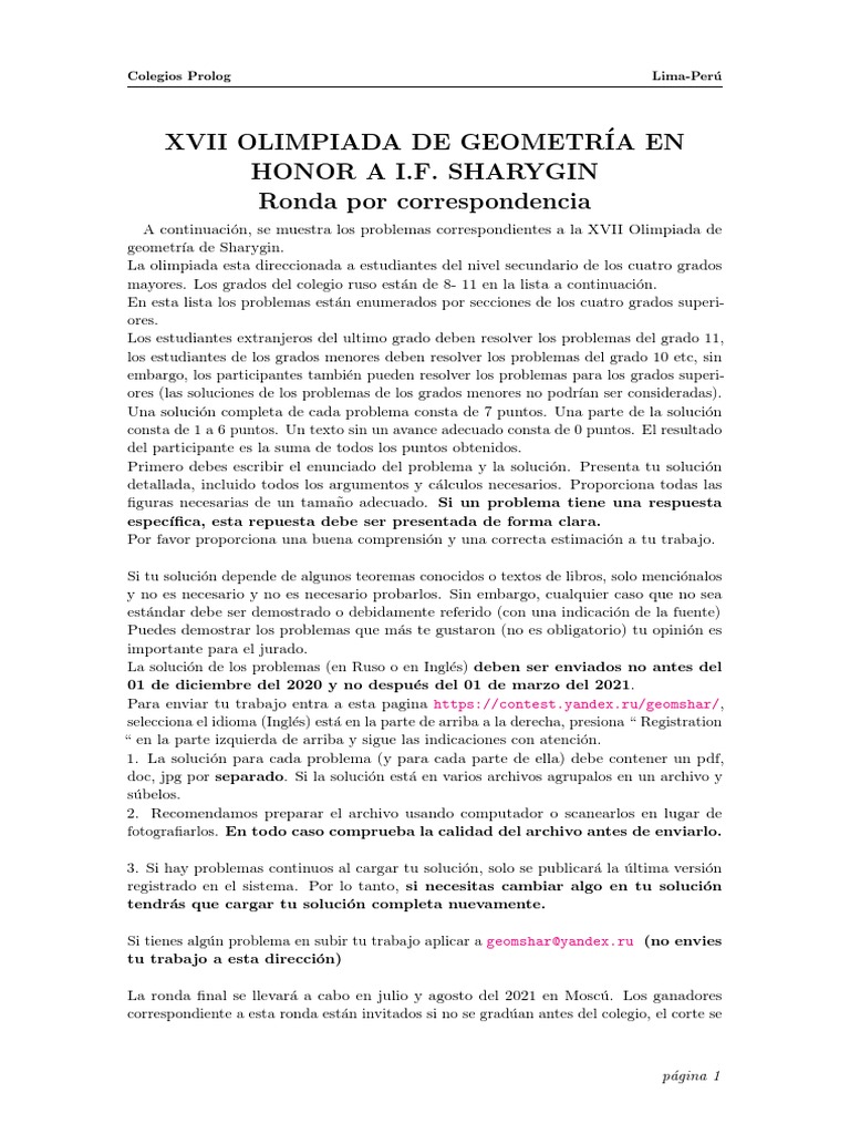 Sharygin 2021 | PDF | Triángulo | Espacio