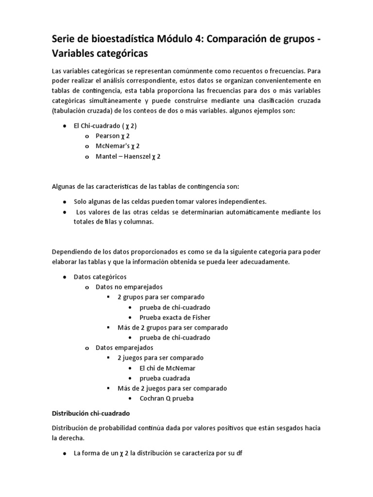 Serie de Bioestadística Módulo 4 Comparación de Grupos - Variables ...
