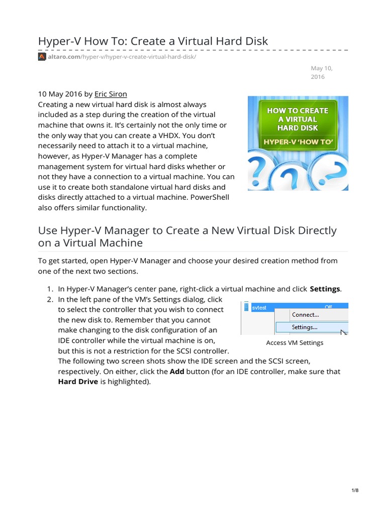 Creating Virtual Hard Disks in Hyper-V: A Step-by-Step Guide | PDF | Hyper V | Office 365