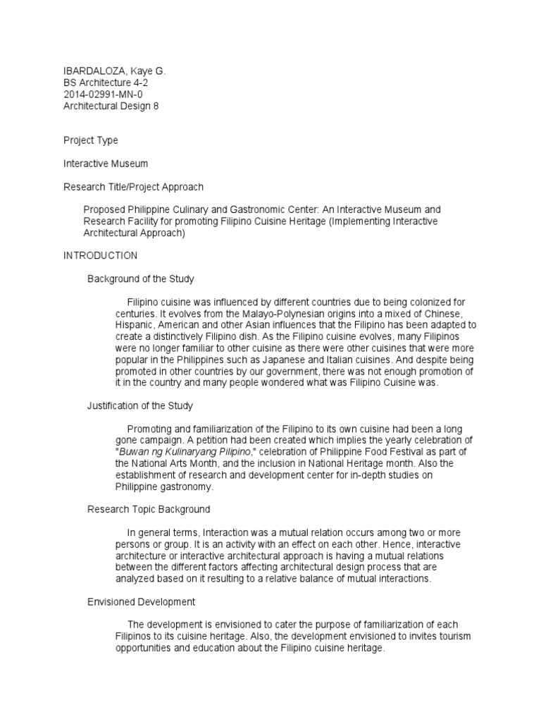 Thesis Sample | PDF | Philippines | Gastronomy