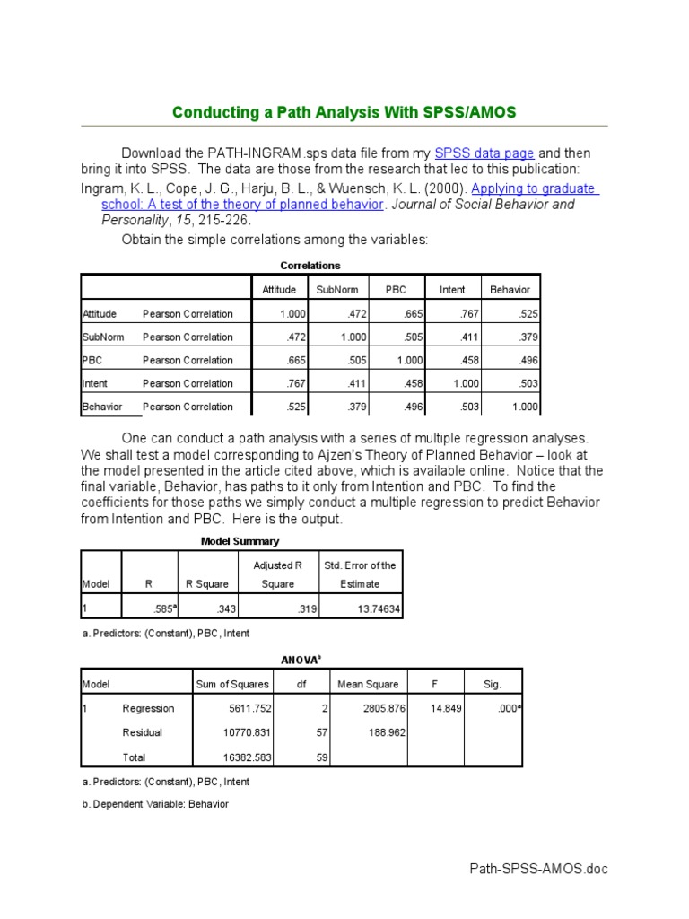Conducting A Path Analysis With SPSS/AMOS | PDF | Ordinary Least Squares | Errors And Residuals
