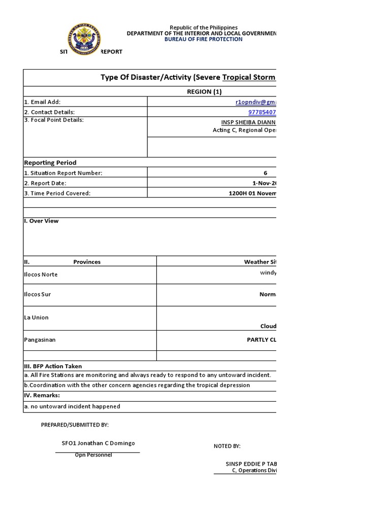 SitRep # 6 Rolly | PDF | Emergency Services | Emergency Management