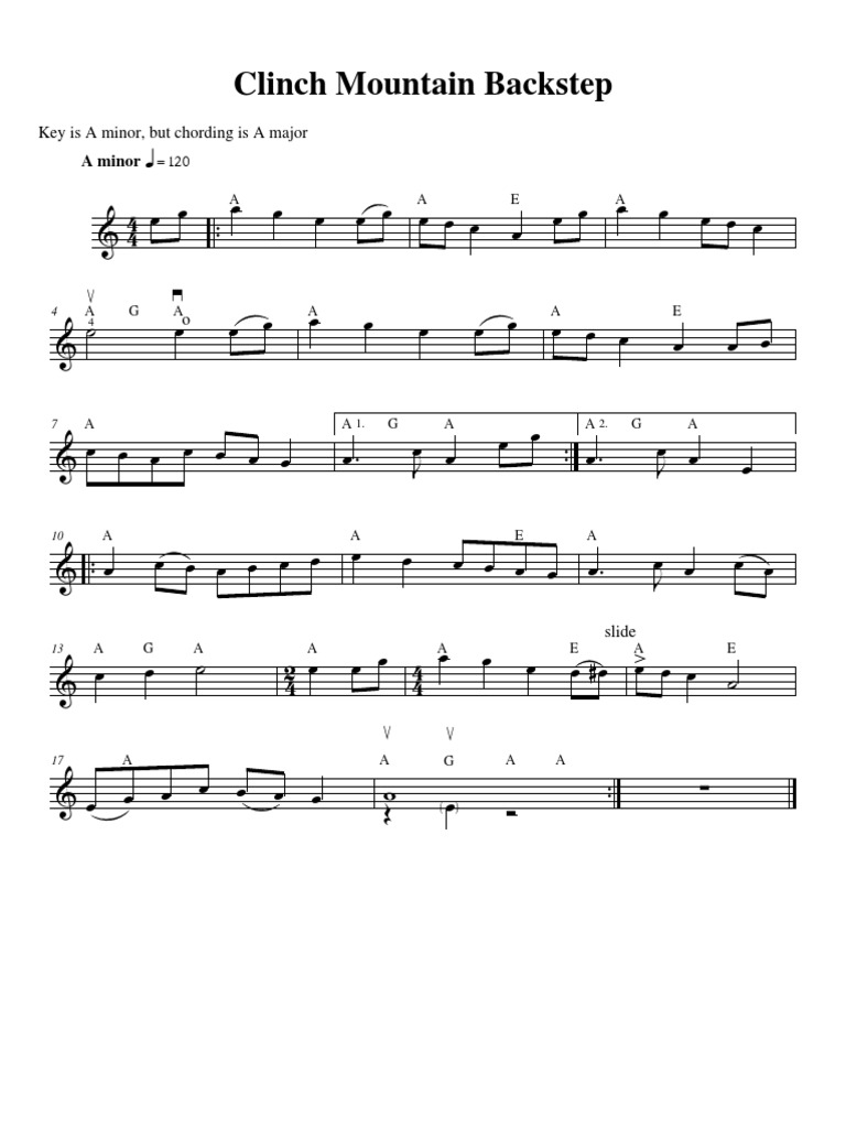 Clinch Mountain Backstep: A Minor | PDF | Elements Of Music | Music Theory