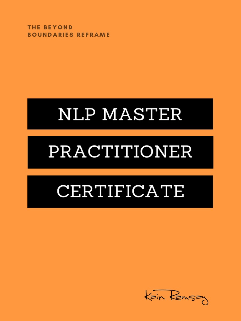 NLP Master Practitioner Certificate: The Beyond Boundaries Reframe ...