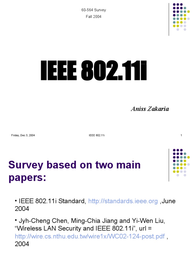 IEEE 802.11i: Aniss Zakaria | PDF | Security Engineering ...