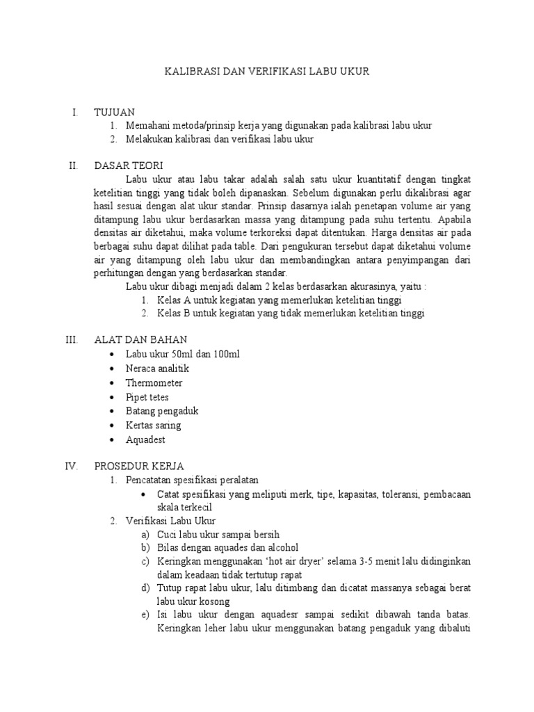 Laporan Praktikum Kalibrasi Dan Verifika | PDF