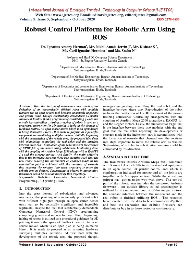 Robust Control Platform For Robotic Arm Using ROS | PDF | Automation ...