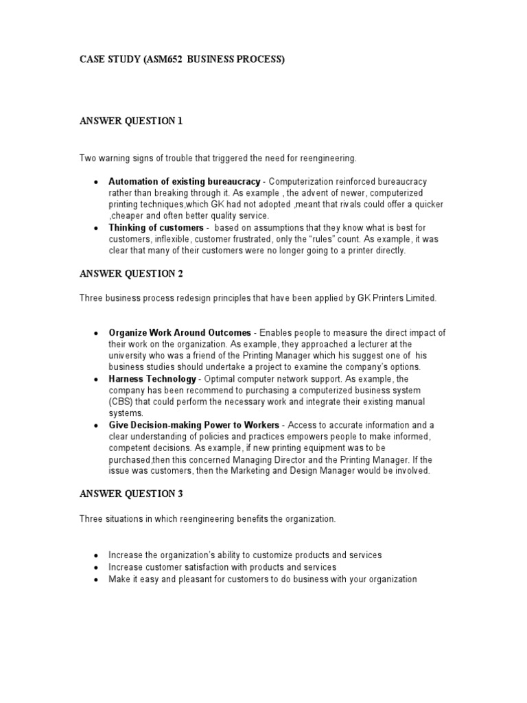 Business Process Reengineering Case Study | PDF