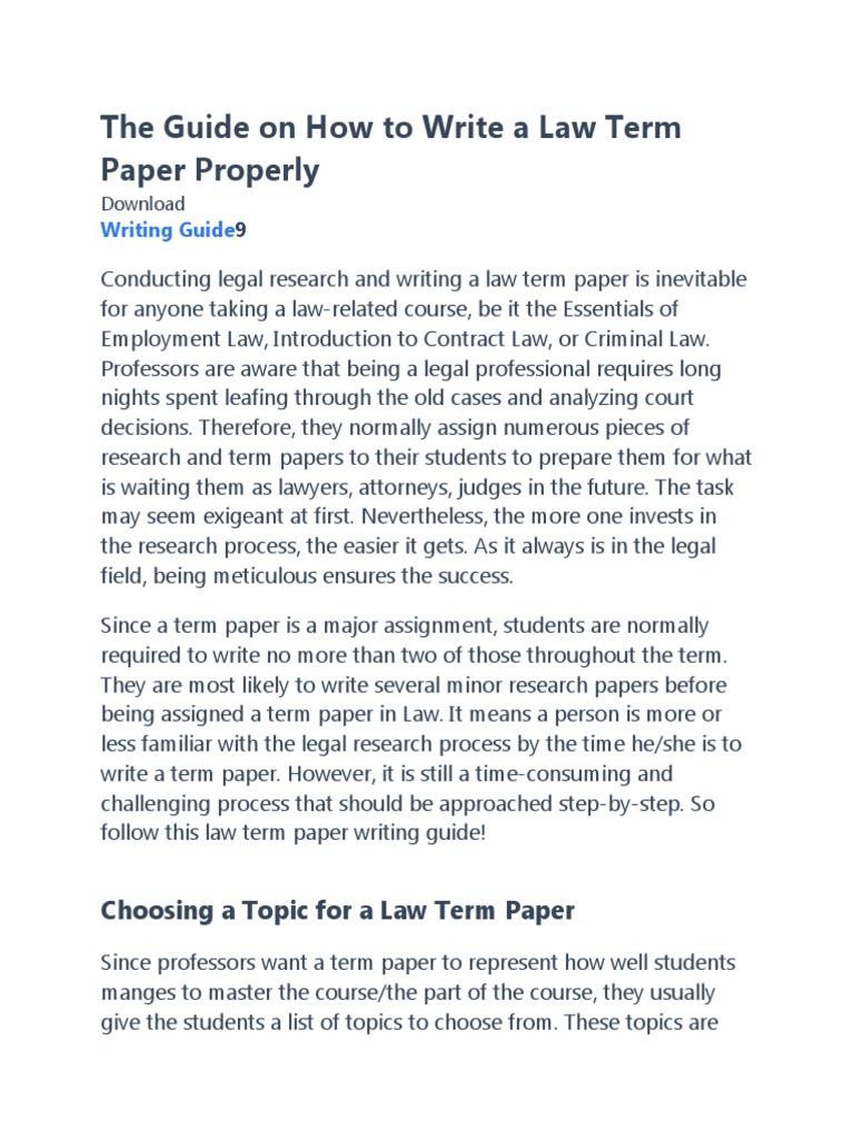 Writing a Law Term Paper Guide | PDF | Lawyer | The United States