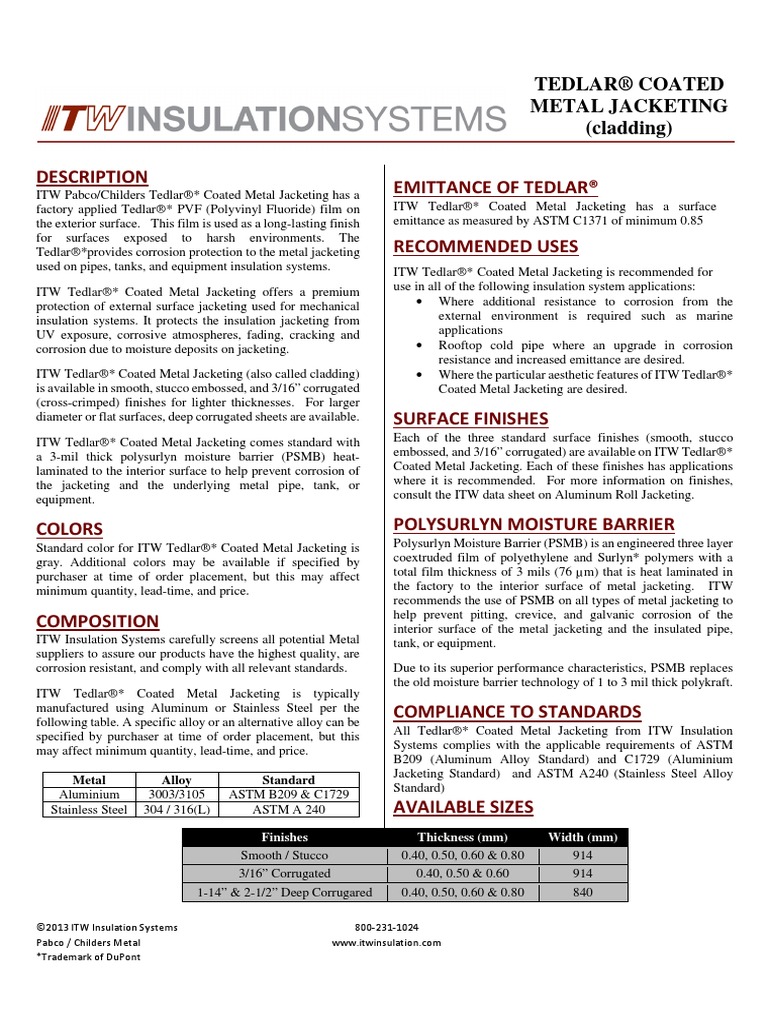 Jacketing With Tedlar - PVF Both Al and SS Alloy | PDF | Corrosion | Metals