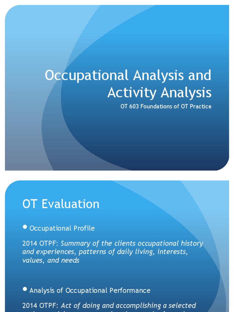 Occupational and Activity Analysis in OT | PDF | Goal | Value (Ethics)