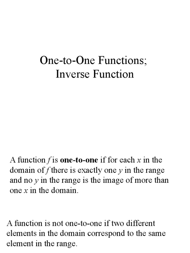 One-to-One Functions Inverse Function | PDF | Function (Mathematics ...