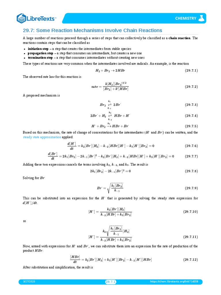Chain Reaction Mechanisms Explained | PDF | Chemical Reactions | Unit ...