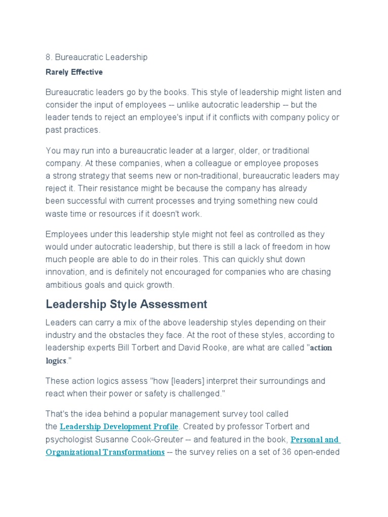 Leadership Style Assessment: Rarely Effective | PDF