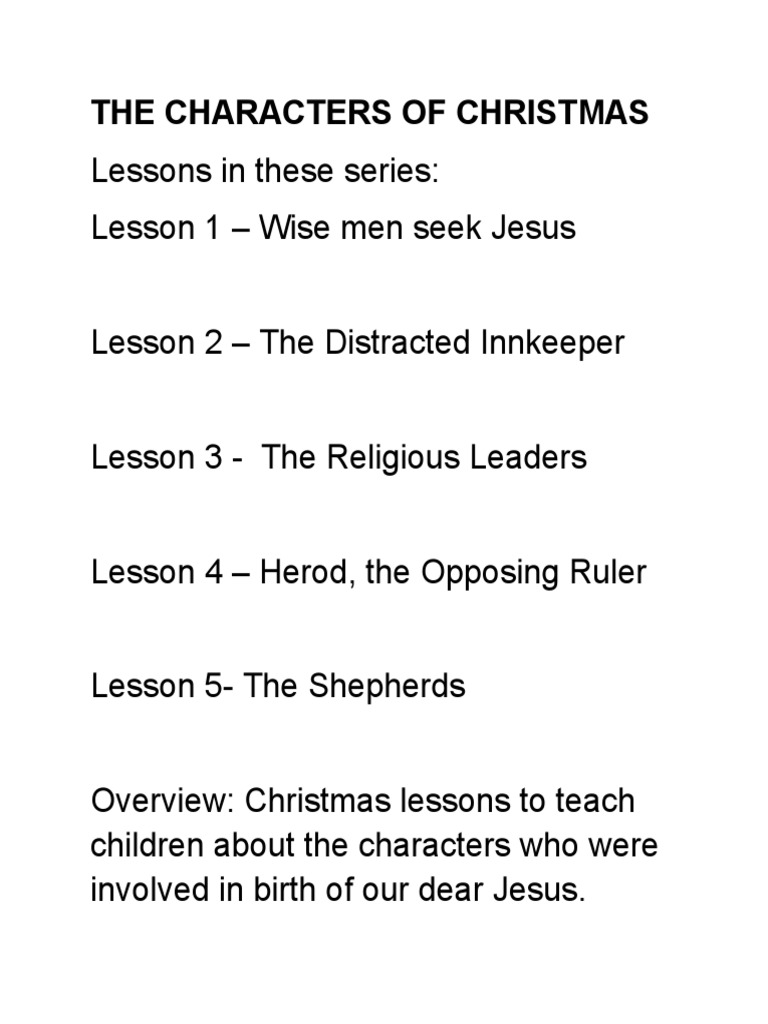 Characters of the Christmas Story | PDF | Biblical Magi | Nativity Of Jesus